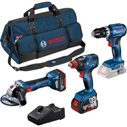 Bosch 3pc 18V Kit (GSB18V-45, GDX18V-200, GWS18V-7, 2x 5Ah) 0615990N35