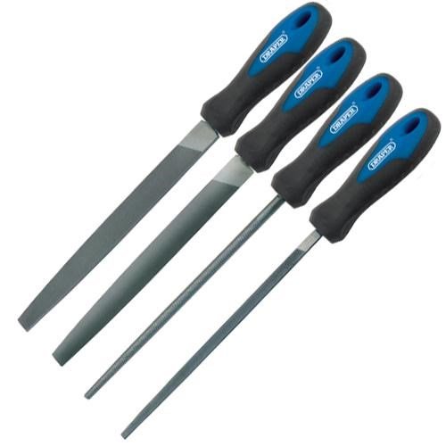 Draper 44962 Engineers File Set | 200mm, Soft Grip, 4 Pieces