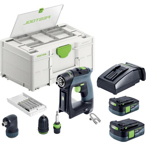 Festool CXS 12 12V C-shape Drill Driver Set (2x 2.5Ah & Accessories)