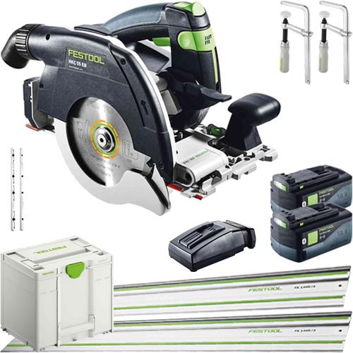 Festool HKC 55 Kit (18V Circular Saw, 2x 5Ah, 2x Guide Rails & More)